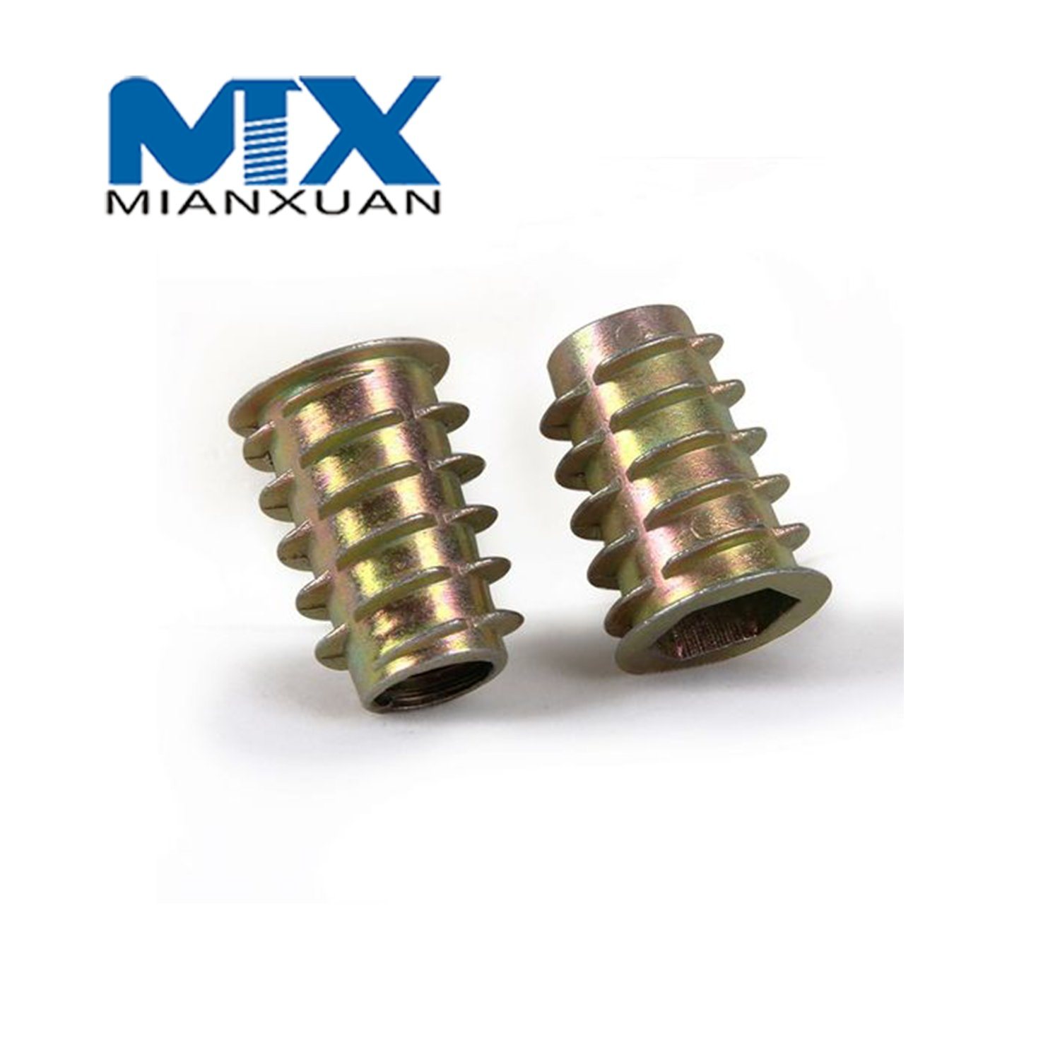 Zinc Alloy Thread for Wood Insert Nut Flanged Hex Head Furniture Nuts